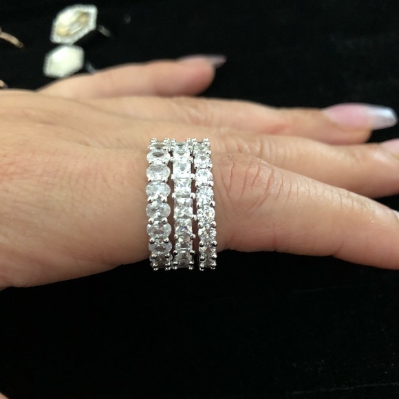 Jewelry | New Item Crystal 3 Ring Stackable Set | Poshmark